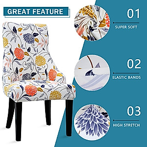 Liykimt Stretch Wingback Side Chair Slipcover-Accent Chair Cover Slipcover with Arm,Washable Upholstered Arm Dining Chair with Nailed Trim Protector for Dining Living Room Set of 2,Orange