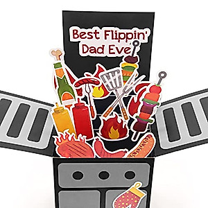 Mosailles Dad Birthday Card Christmas Greeting Thank You Gift Card For Father Husband Grandfather Brother Men Best Flippin’ Dad Ever 3D BBQ Pop Up Card With Envelopes And Notes