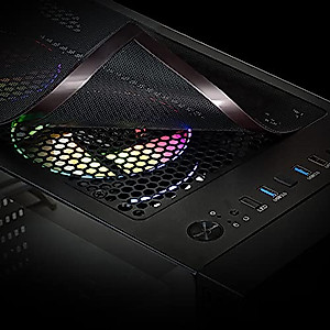 Bgears b-BlackWidow-RGB Black Gaming PC ATX case, Special Ripple effect Front Panel, Tempered Glass side. 2 x USB3.0, 3 x PWM 120mm ARGB Fans, Fan Controller with Remote, Support up to EATX board