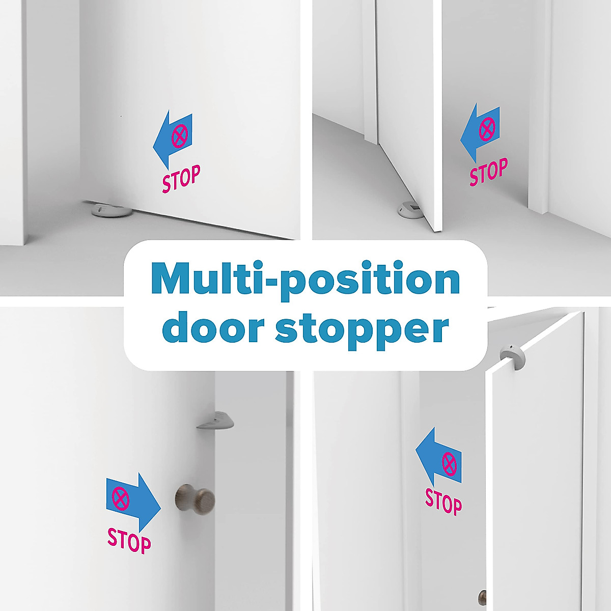 Neobay Door Stoppers and Door Pinch Guard 2 Function in 1, Sturdy Stack Up Design, Heavy Duty Door Stoppers for Bottom of Door on Carpet, Concrete, Tile& Wood, 2 Packs, Gary