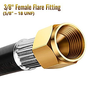 WADEO 12FT Propane Extension Hose, 3/8 inch Female Flare Fitting x 3/8 inch Male Flare Fitting Propane Hose for Gas Grill, RV, Turkey Cooker, Propane Fire Pit, Heater, Generator, Gas Grill, and More
