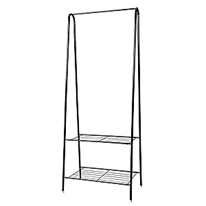 Volowoo 2-Tier Clothing Garment Rack, Freestanding Closet Hanging Clothes Rack,Portable Clothes Organizer for Bedroom,Living Room,Clothing Store (Black)