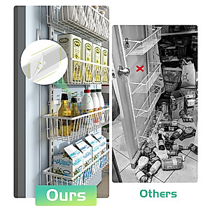 Mefirt White 9-Tier Over The Door Pantry Organizer, Pantry Organization and Storage, Deep Baskets Hanging Heavy-Duty Metal, Wall Spice Rack Seasoning Shelves for Home & Kitchen, Laundry Room Bathroom