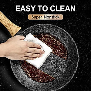 MICHELANGELO Frying Pan Set, Frying Pans Nonstick, Non Stick Frying Pan Set with Bakelite Handle, Nonstick Pans Set, Stone Skillets 2 Piece, frying pan set with lids, 8"+10" Stone Frying Pans