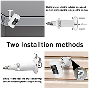 Ring Camera Vinyl Siding Wall Mounts No Drill 360 Degree Adjustable,Compatible with Ring Stick up Cam & Ring Indoor Cam（2Pack White）