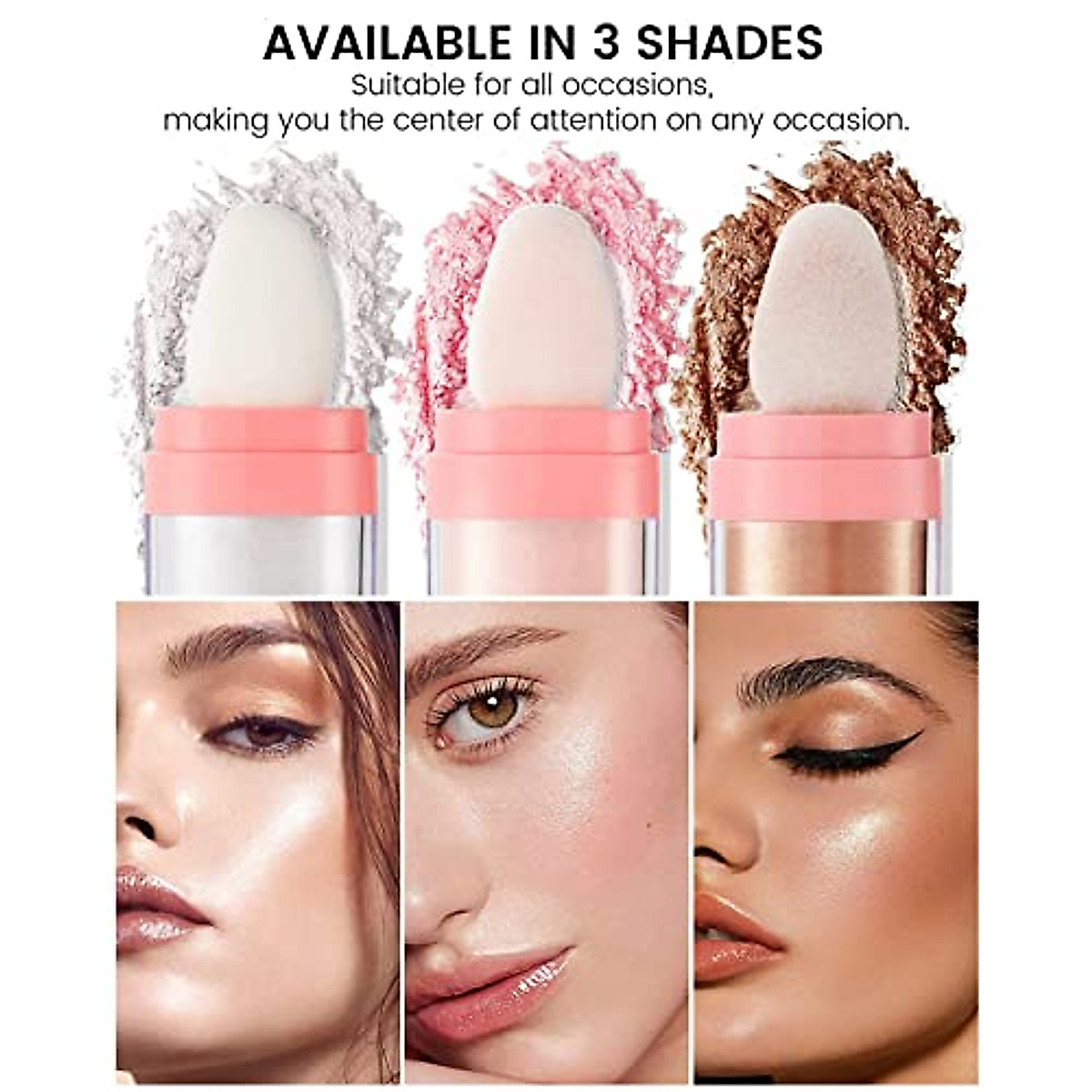 Polvo De Hadas Highlighter Makeup Body Glitter Stick,Shimmer Face Blusher Body Highlighter Glitter Makeup Gift for Girls Women-01#White Moonbeam