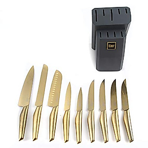 Cambridge Silversmiths Robert Irvine 10-Piece Hollow Handle Cutlery Block in Brushed Gold