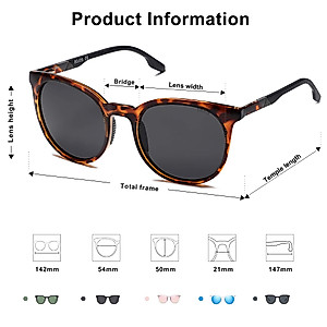 SOJOS Oversized Round Polarized Sports Sunglasses for Women Men, Ultralight TR90 Frame Sport Sunglasses SJ2092, Brown Tortoise Frame/Grey Lens