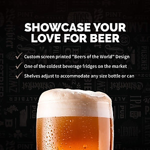 NewAir Beverage Refrigerator Cooler with 126 Can Capacity - Freestanding Mini Bar Beer Fridge for Bedroom, Dorm, Office - Small Refrigerator Cools to 37F Perfect For Beer, Soda, And Drinks