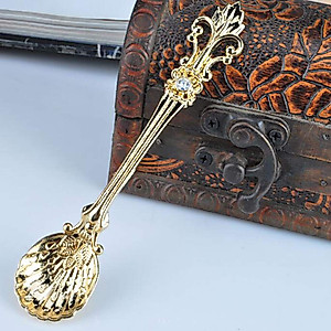 Yarlung 16 Pack Mini Coffee Spoons, 4.5 Inch Demitasse Vintage Spoon for Espresso, Tea, Dessert, Condiments, Gold