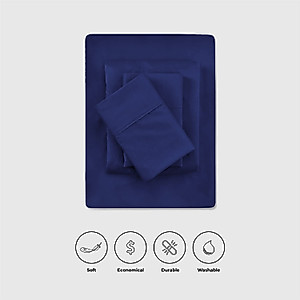VISI-ONE Karin Maki Microfiber Full Size Bed Sheets Set - 1800 Thread Count Bed Set - Super Soft Luxury Egyptian Bedding - Deep Pocket Fitted Sheet with Pillow Cases - Blue