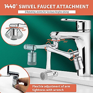 CECEFIN 1080° Swivel Faucet-Extender Sink-Aerator - 2 Mode Splash Water Filter Extension, Kitchen Bathroom 360° Rotatable Spray Attachment, Multifunctional Universal Robotic Arm -Wash Hand/Hair/Face