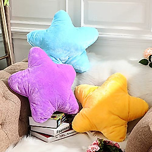 3 Pack Star Shaped Plush Pillow Stuffed Cushion Decorative Throw Pillow Star Pillow Aesthetic Fun Star Shaped Pillow Blue Violet Yellow Star Pillow for Bedroom Room Bed 15.75 x 15.75 Inch (Solid)