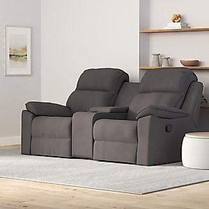 Easy-Going 1 Piece Stretch Reclining Loveseat with Middle Console Slipcover, 2 Seater Loveseat Recliner Cover with Holder and Storage, Recliner Couch Sofa Cover, Furniture Protector Chocolate
