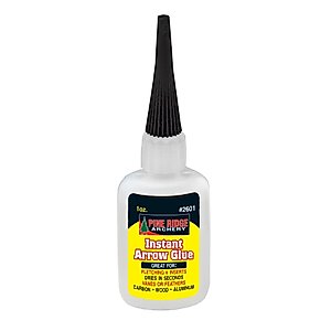 Pine Ridge Archery Instant Arrow Glue, The Best Fletching Adhesive for Fletching Vanes, Feathers and Inserts, Perfect for Aluminium, Carbon and Wood Shafts, 1 oz