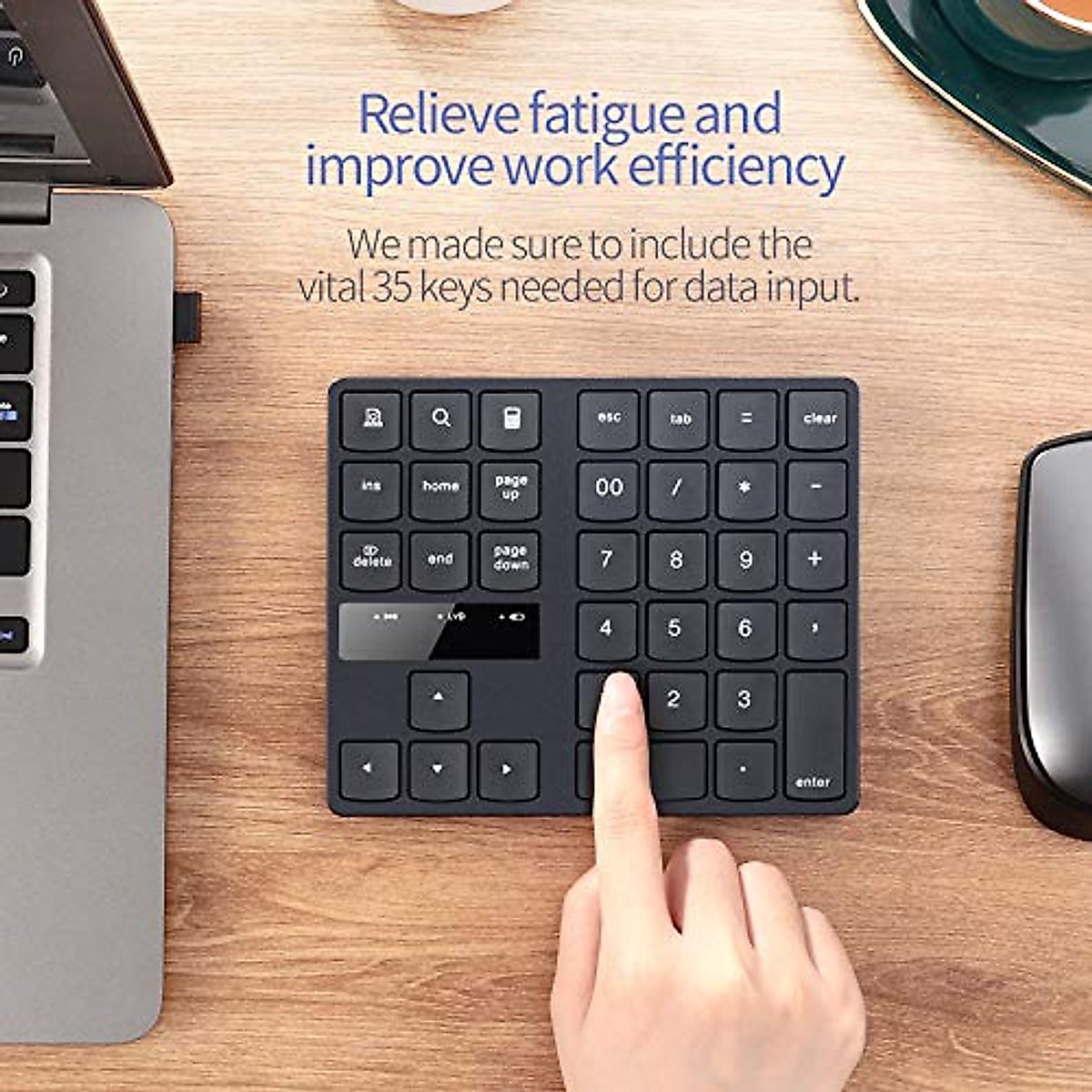 Attoe Numeric Keypad, 35-Keys Portable USB Wireless Numeric Keypad Rechargeable Ultra-Silent External Numeric Pad for MacBook and Windows Laptop