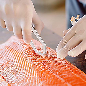 Fish Bone Tweezers, Professional Stainless Steel Flat and Slant Pliers Set for Kitchen Salmon Trout, 2 Pcs