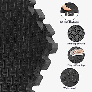 Oteymart 24 Pieces Puzzle Exercise Mat Extra Thick 3/4 Inches EVA Foam Interlocking Tiles Floor Gymnastics Mat Fitness Equipment Mat for Home Protective Flooring Cushion(96 Square feet)