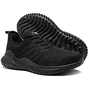 Tinefiy Steel Toe Shoes for Men Lightweight Comfortable Slip Resistant Safety Work Sneakers Cushion Puncture Proof Shoes Indestructible Shoe Size 10