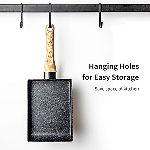 HooJay Japanese Omelette Pan,5"×7" Nonstick Tamagoyaki Egg Pan,Rectangle Small Frying Pan with Silicone Spatula & Brush,Gray