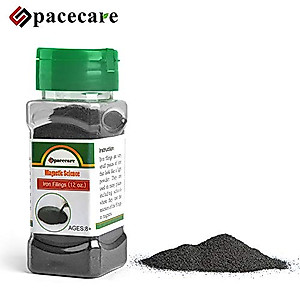 SPACECARE Magnetic Iron Powder Filings for Magnet Education and School Projects, Storage Jar (12 Ounces) with Shaker Lid, 1 Pack