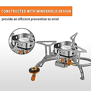 Tentock Camping Gas Stove 3500W Windproof Gas Cooking Burner with Piezo Ignition Ultralight Folding Mini Gas stove Portable Outdoor Backpacking Stove for Hiking Picnic Cooking BBQ Trekking