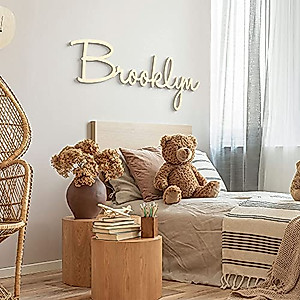 Personalized Custom Wooden Name Sign - BROOKLYN Font Baby Name Sign For Nursery and Wall Decor (12"-55" Wide) - PAINTED Wood Letter Nursery Decor - Wall Art For Girl or Boy Room By 48 Hour Monogram