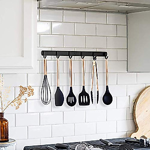 Wall Mounted Coat Rack 12 Matte Black Hooks for Holding Coats, Hats, Towels, and More; Easy to Install with Included mounting Hardware; Made of Heavy-Duty Stainless Steel; Hooks N Holders Warranty