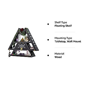 Pracaniz Crystal Shelf with Flap Drawer&Hooks for Wall&Desktop, Moon Shelf for Crystal Holder as Witchy Room Decor,Moon Phase Triangle Shelf,Witchy Decor&Moon Decor for Bedroom.