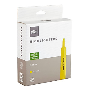 Office Depot Chisel-Tip Highlighter, Fluorescent Yellow, Pack Of 12, 0