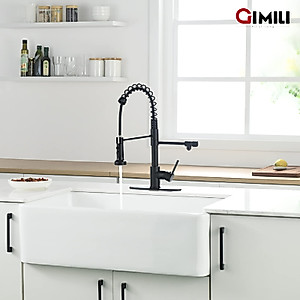 GIMILI Drinking Water Faucet 3 in1 Commercial Style Pull-Down Single Handle Filter Kitchen Faucet for Water Filtration System, Matte Black(Without Water Filtration Device)