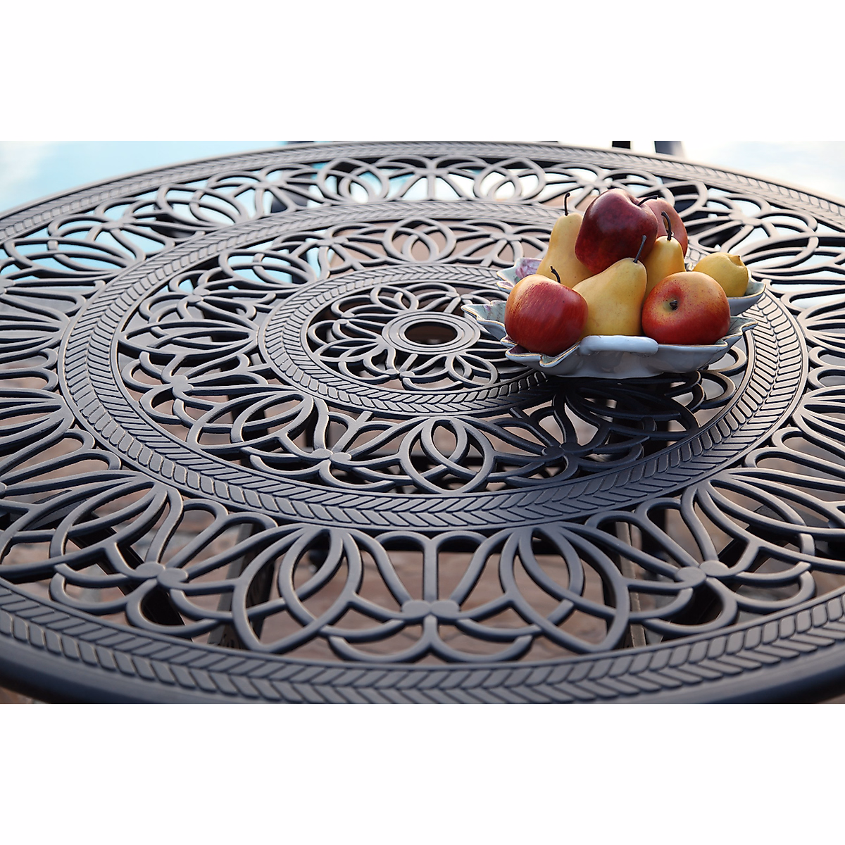 GrandPatioFurniture.com CBM Patio Elisabeth Collection Cast Aluminum 5 Piece Butterfly Dining Set with All Swivel Rockers SH214-4S CBM1290