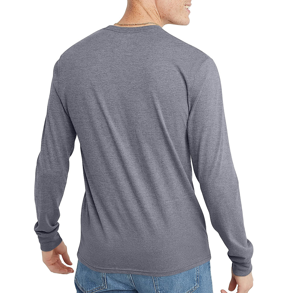 Hanes Originals Men's Tri-Blend Long Sleeve T-Shirt, Athletic Navy PE Heather, X Large