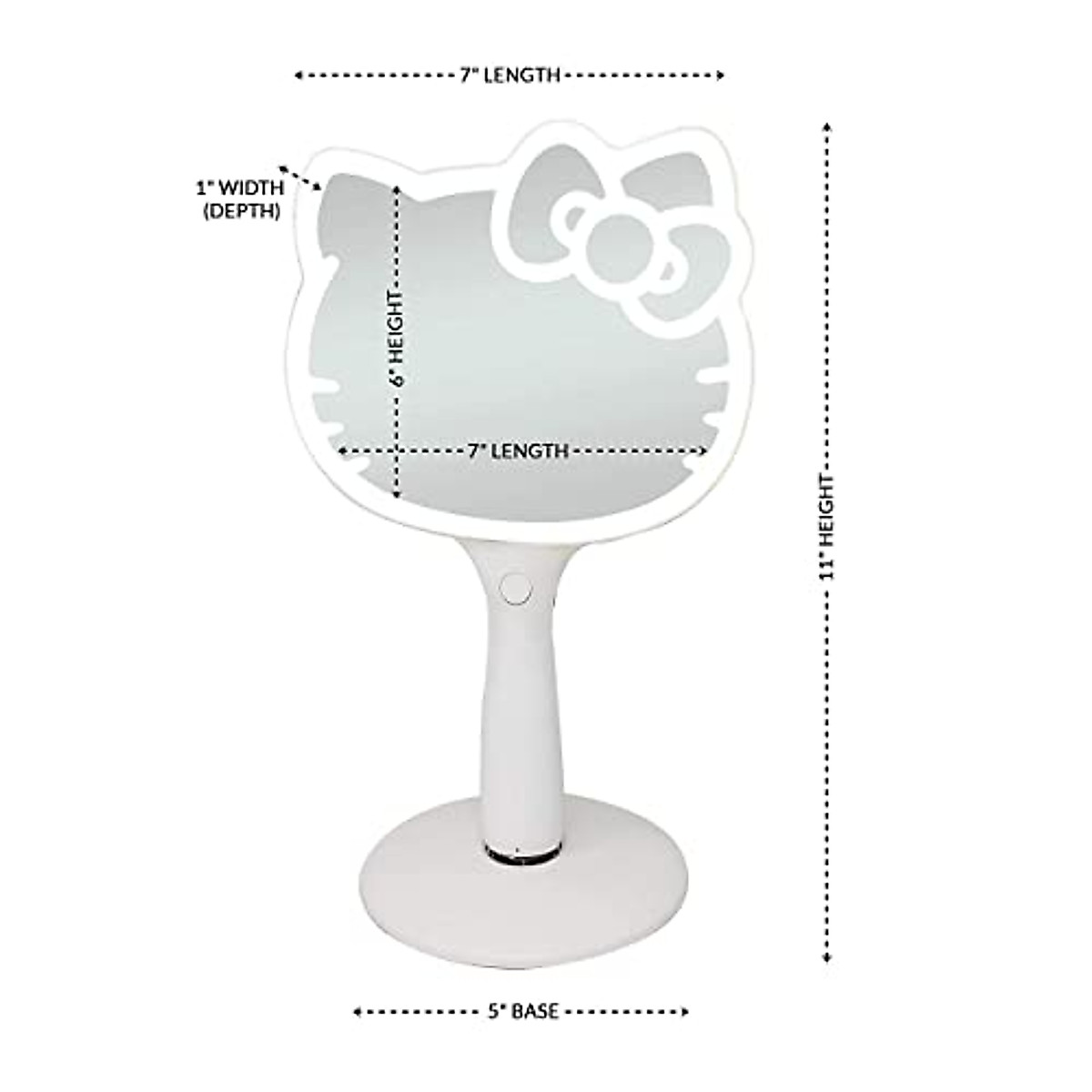 Impressions Vanity Hello Kitty LED Handheld Mirror, Makeup Vanity Mirror with Standing Base and Adjustable Brightness