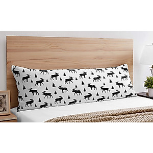 Sweet Jojo Designs Black and White Woodland Moose Body Case Cover for Rustic Patch Collection (Pillow Not Included)
