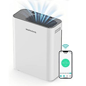Homvana Air Purifiers for Bedroom Home Large Room, Smart App & Voice Control, H13 True HEPA Filter with Air Quality Monitoring, 22dB Slient Operation Air Purifier for Pets, Auto Mode, 1250ft² Coverage
