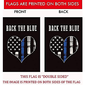 YaoChong Back The Blue Garden Flag,Police Thin Blue Line Heart Black Lives Matter Flag Vertical Double Sided 12.5x18 Inch,Black Civil Rights Love is Love Rustic Farmland Holiday Burlap Outdoor Décor