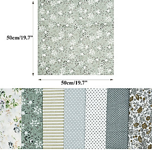Pofik 7 pcs/lot Quilting Fabric Bundles,100% Cotton Fat Quarters Printed Craft Fabric, 20 x 20 inches (50cm x 50cm) Precut Squares Sheets for Patchwork DIY Craft Sewing (Grey)
