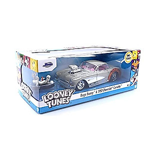 Looney Tunes 1:24 1957 Chevrolet Corvette Die-cast Car & 2.75" Bugs Bunny Figure, Toys for Kids and Adults