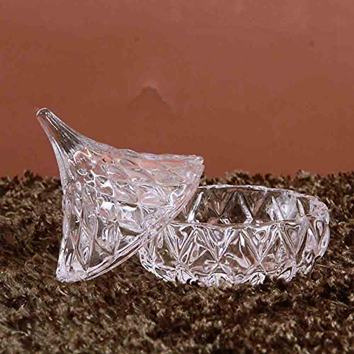 UrChart Crystal Heart Sugar Box Glass Candy Chocolate Jar Jewelry Trinket Holder for Marriage Proposal Ring (Box for Hersheys Kiss)