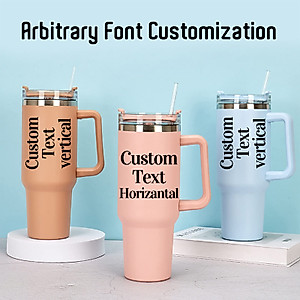 Personalized Tumbler with Name Text, 40oz Personalized Cups with Lids & Straws,Custom Tumblers Personalized Coffee Tumbler Mug Personalized Gifts for Christmas Birthday
