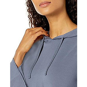 Core 10 Women's Cloud Soft Fleece Cropped Length Bell Sleeve Yoga Hoodie Sweatshirt, Light Denim Blue, Medium