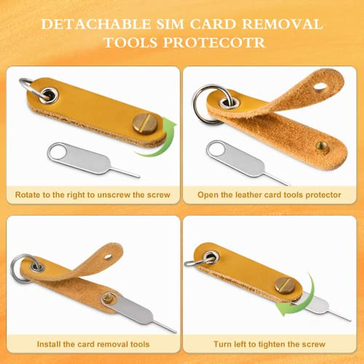 10PCS SIM Card Removal Tools, ICARERSPACE SIM Card Tray Eject Pin Removal Tools (10pcs) with One Detachable Keychain Charm for All iPhone, Apple iPad, Samsung and Other Smart Phones