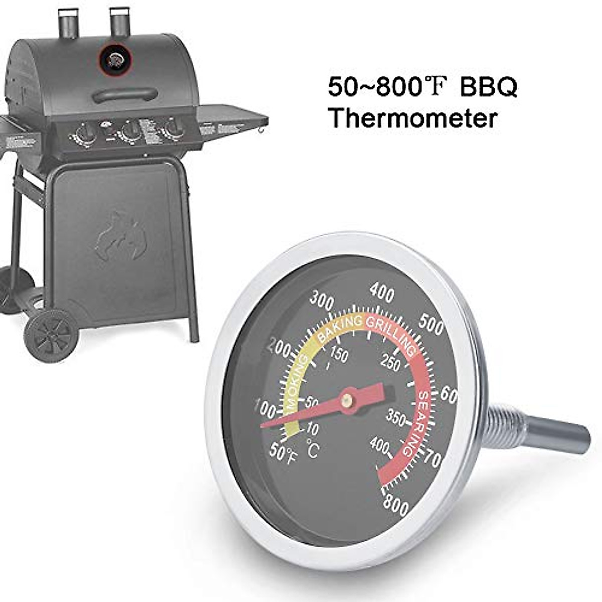 10-425? BBQ Stainless Steel Thermometer Bimetal Oven Thermometer 50~800? Temperature Gauge for Barbecue Cooking