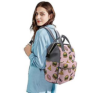 Fast Food Burger Pizza Diaper Bag Backpack Large Capacity Mommy Bags Multifunction Nappy Bag Travel Back Pack Gray-Style