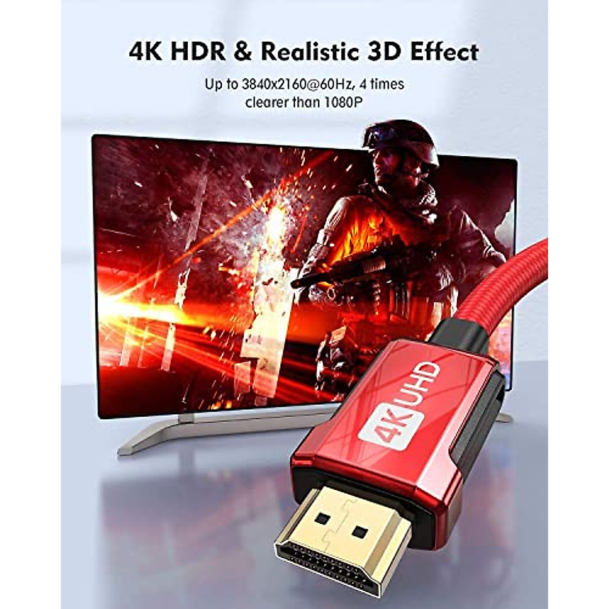 Silkland 4K HDMI ARC Cable for Soundbar, 4K 60Hz HDMI 2.0 Cable 6.6ft, (18Gbps, ARC, HDCP 2.2, HDR, 3D), High Speed 4K Ultra HD, Compatible for Samsung, Vizio, Sono, Bose, LG Sound bar, UHD TV, Red