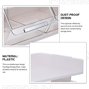 Homoyoyo Tea Storage Organiser Home Tea Bag Organizer Home Tea Bag Rack Multi-function Tea Bag Rack Tea Bag Bin Coffee Bag Sugar Bag Container Plastic Tea Box Multifunction Office White