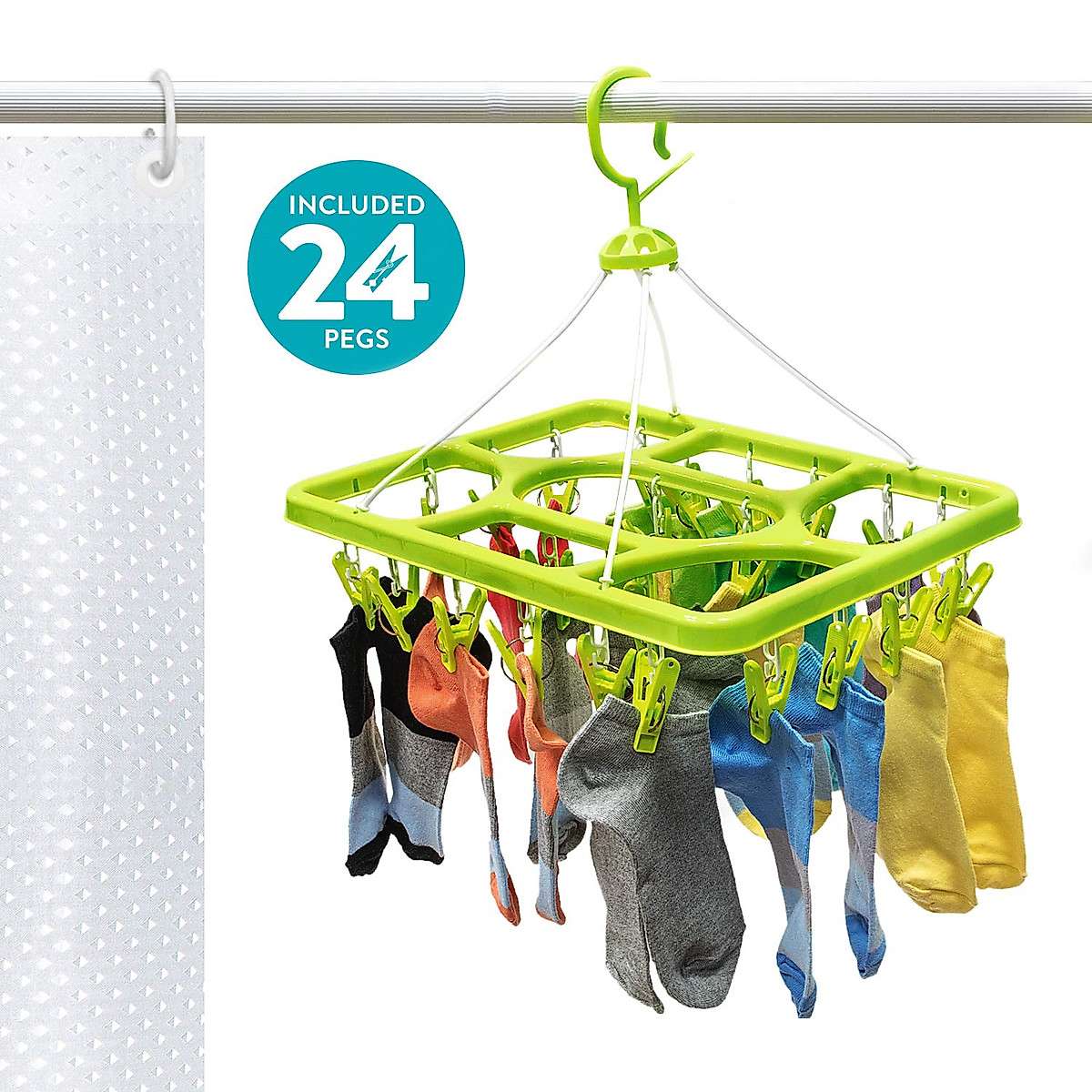 Artmoon Remark Laundry Drying Hanging Rack with 24 Clips - Strong Clothespins (15.2 X 11.6 X 13.8) | Indoor Outdoor Airer Dryer for Drying Baby Clothes, Lingerie, Underwear, Hat, Scarf, Socks, Gloves
