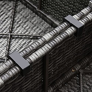 Outsunny 6 Pieces Patio Furniture Sets Outdoor Wicker Conversation Sets All Weather PE Rattan Sectional Sofa Set with Ottoman, Cushions & Tempered Glass Desktop, Charcoal