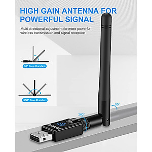 ZEXMTE Bluetooth Adapter for PC 5.1, Long Range USB Bluetooth Adapter 328FT/ 100M Bluetooth Dongle 5.1 EDR, Bluetooth Adapter for PC Windows 11/10/8/7-Bluetooth USB Adapter for Computer/Laptop